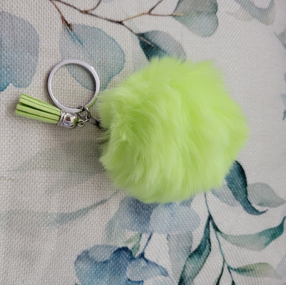 Handmade | Accessories | Neon Yellow Poof Keychain | Poshmark